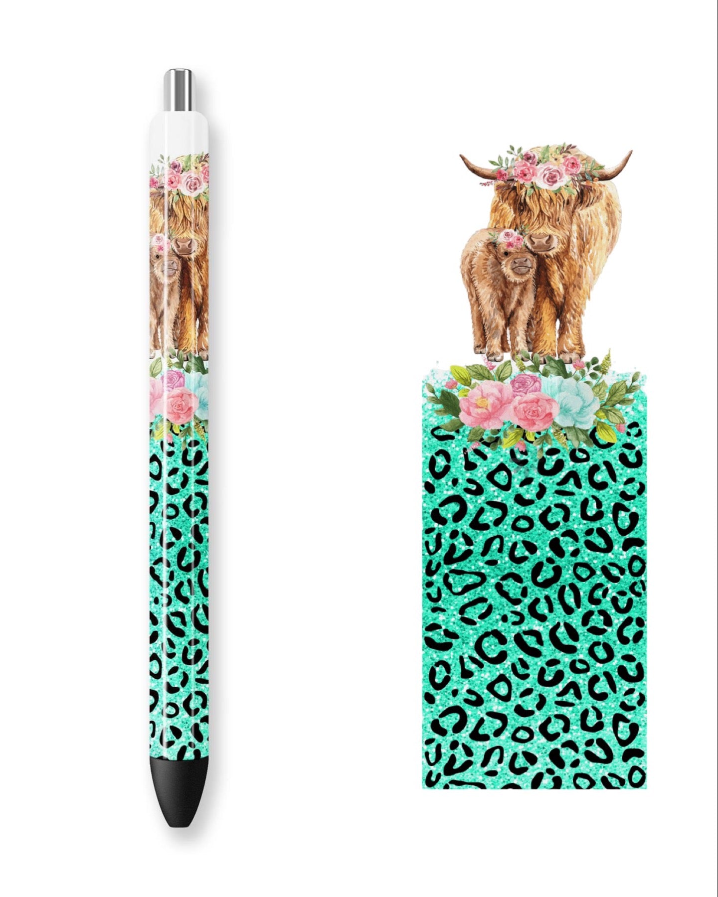 TEAL LEOPARD HIGHLAND COW – MidnightSerenity
